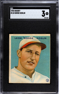 1933 Goudey Leon Goose Goslin RC #110 SGC 3 | eBay