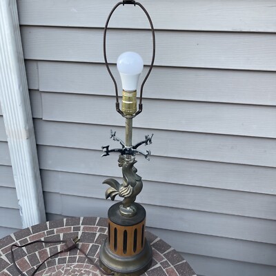 Vintage Weathervane Cast Metal Rooster Brass Base Lamp | eBay