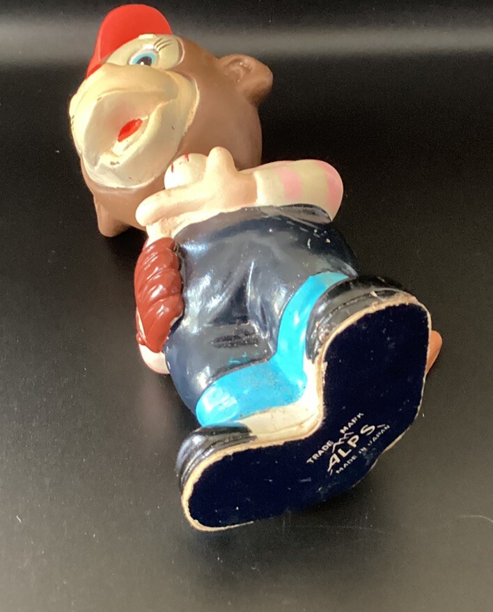 Vintage ALPS Japan Wind-Up Bobblehead Monkey Baseball Player Toy Works ...