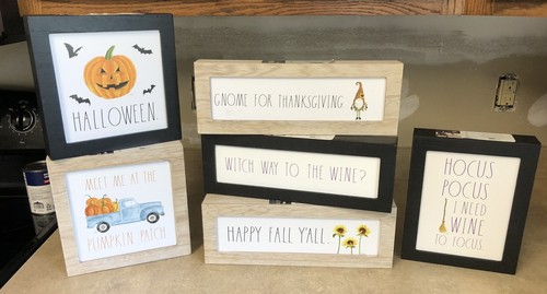 6 RAE DUNN HALLOWEEN Fall DECOR WOODEN SIGN Displays New | eBay