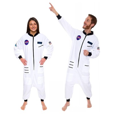 Space Jumpsuit Cosplay: Silver Lilly Adult Astronaut Pajamas, Zip Front ...