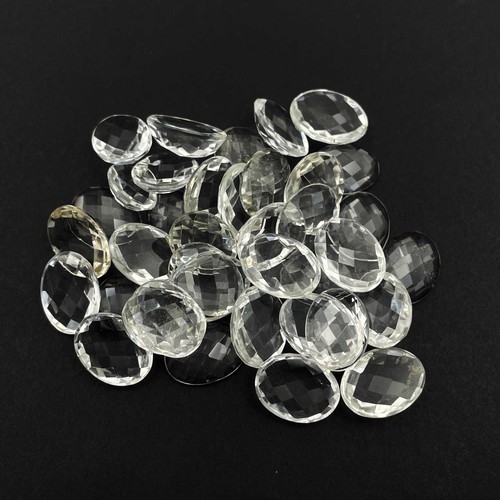 Natural Crystal Quartz Oval Checker Cut Loose Stone Lot 16 Pcs 12*16 MM ...