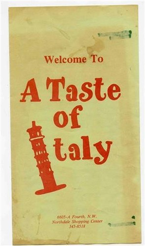 A Taste of Italy Menu Fourth NW Albuquerque New Mexico 1970's | eBay