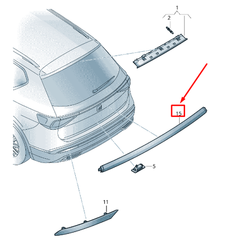 SEAT TARRACO KN Rear Tailgate Centre Reflector 5FJ945101A GENUINE for ...