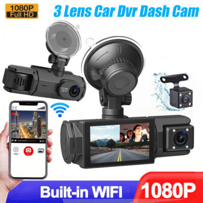 Dash Cam Car HD 1080P Dual Lens Front/Rear/Inside Video Recorder Camera ...