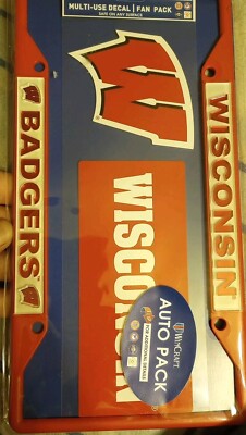 Wisconsin Badgers License Plate Frame+ Decals Fan Pack Official License ...