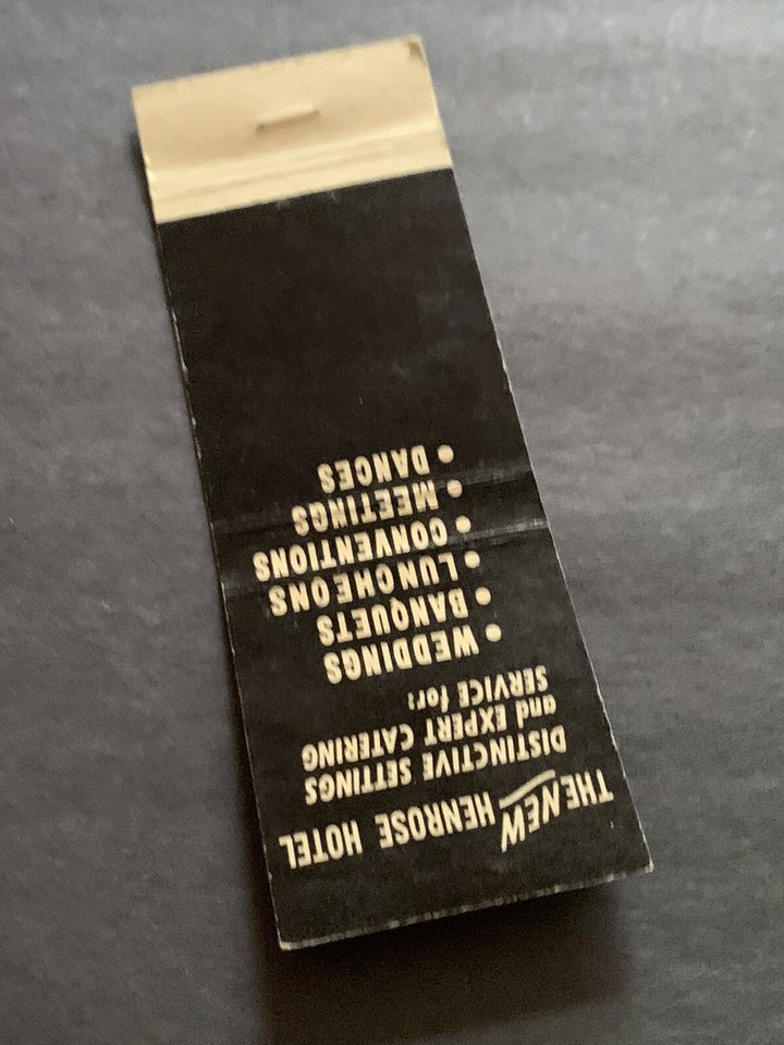 Vintage Michigan Matchbook: “Henrose Hotel” Detroit - Cadillac Village ...