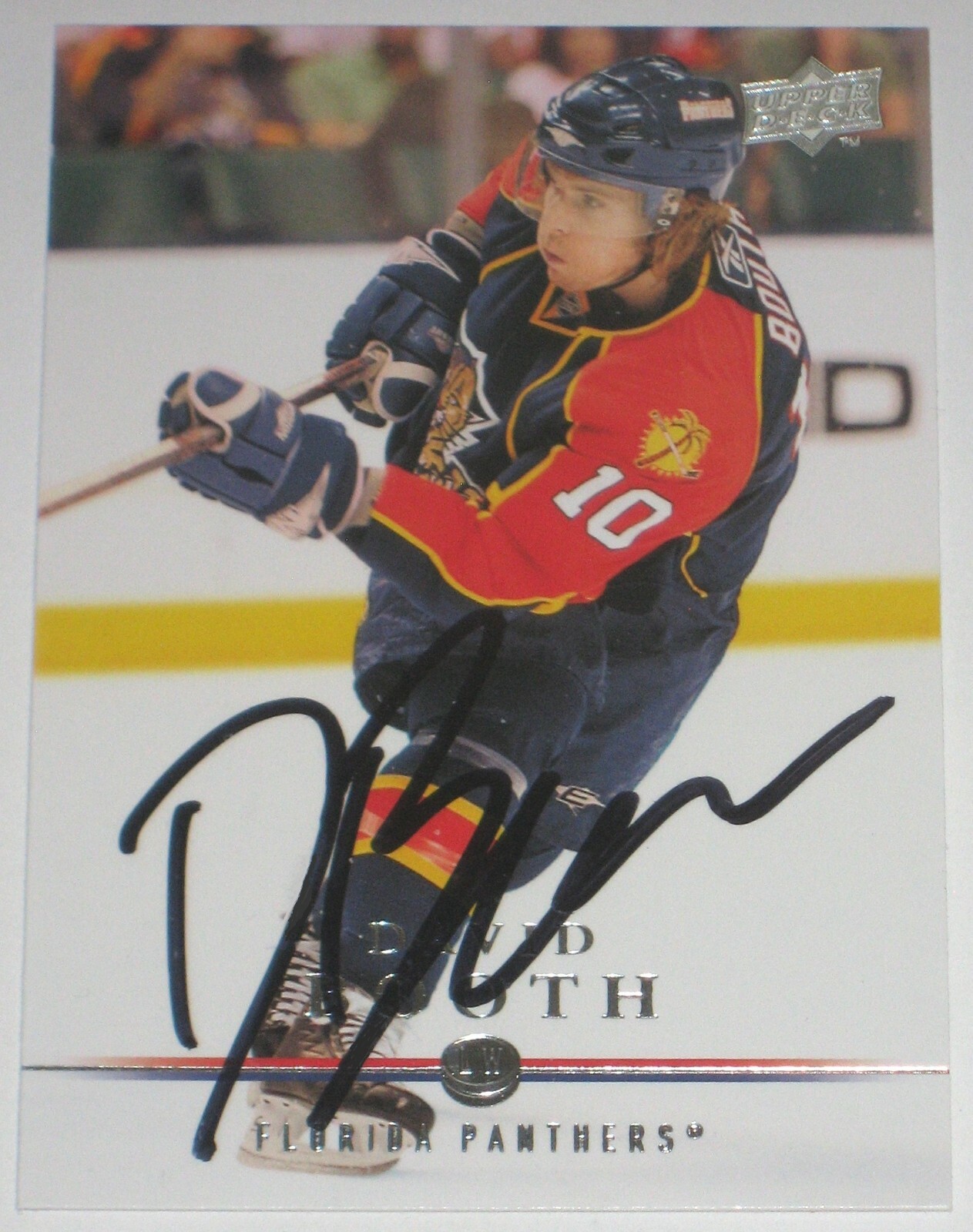 DAVID BOOTH SIGNED 08-09 UPPER DECK FLORIDA PANTHERS CARD AUTOGRAPH ...