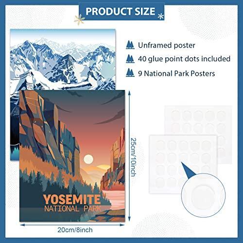 Outus 9 Pieces Vintage National Park Posters, National Park Art Prints ...