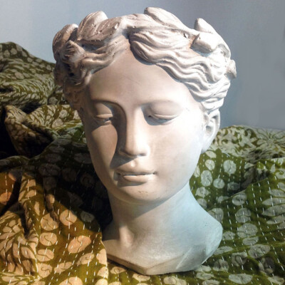 Lady Head Bust Planter Flower Pot Cement 8" | eBay