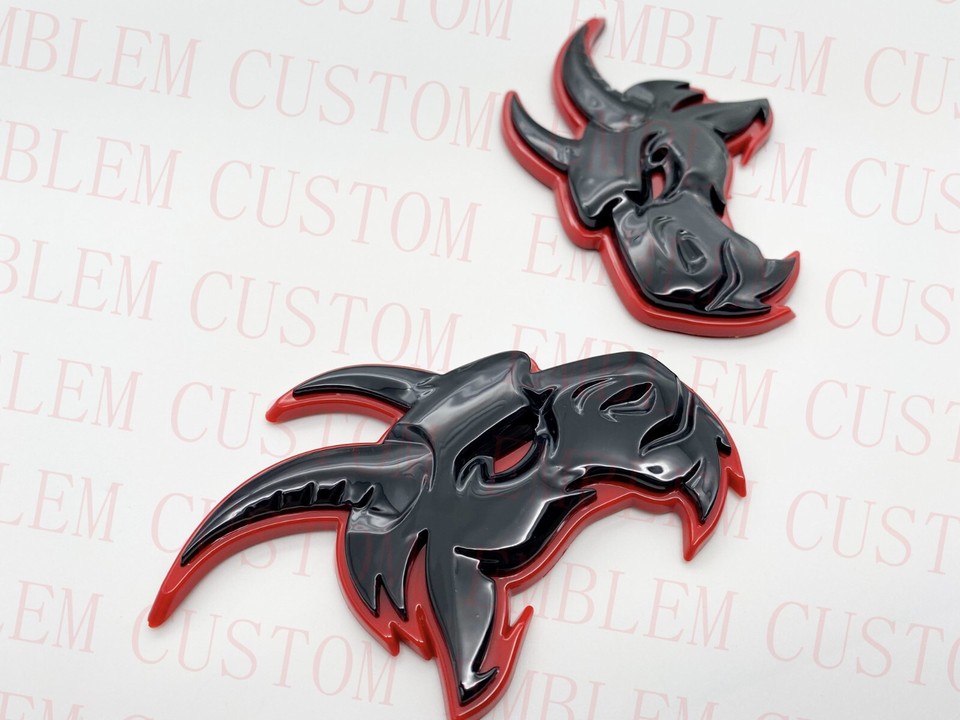 2x Black With Red Head Emblem for Ram 1500 2500 3500 Fender badge ...