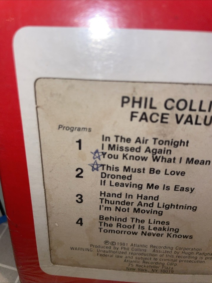 Phil Collins Face Value 8-track Club Edition 1981 Untested | eBay
