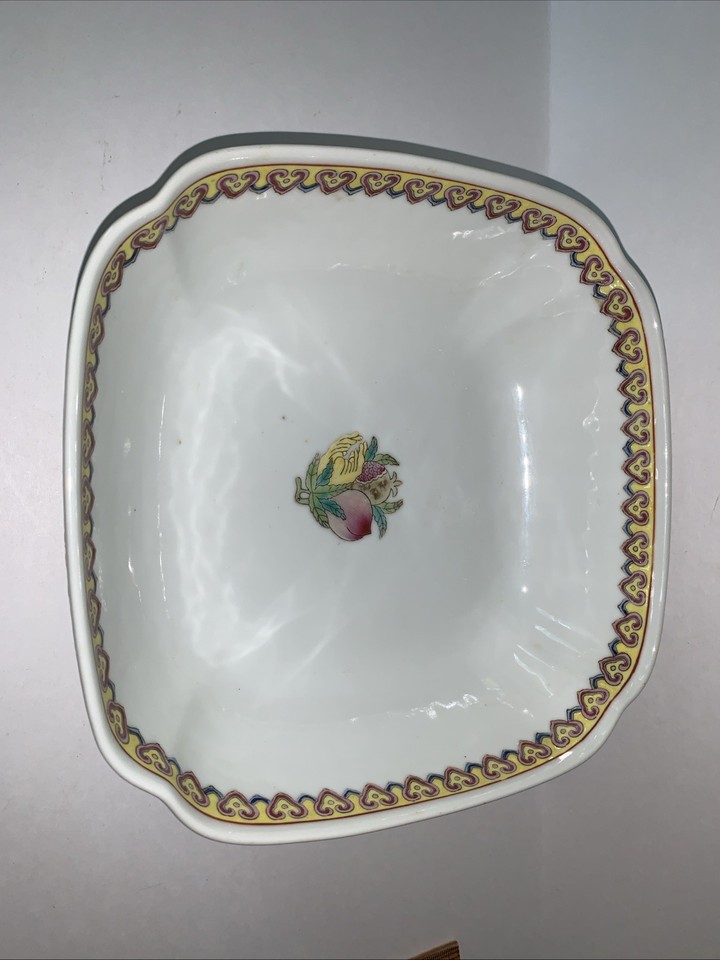 Chinese Ceramic Porcelain Square Bowl Red Mark Famille Rose? 8.5” | eBay