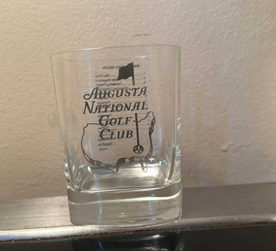 AUGUSTA NATIONAL GOLF CLUB MASTERS TOURNAMENT WHISKEY GLASS with names ...