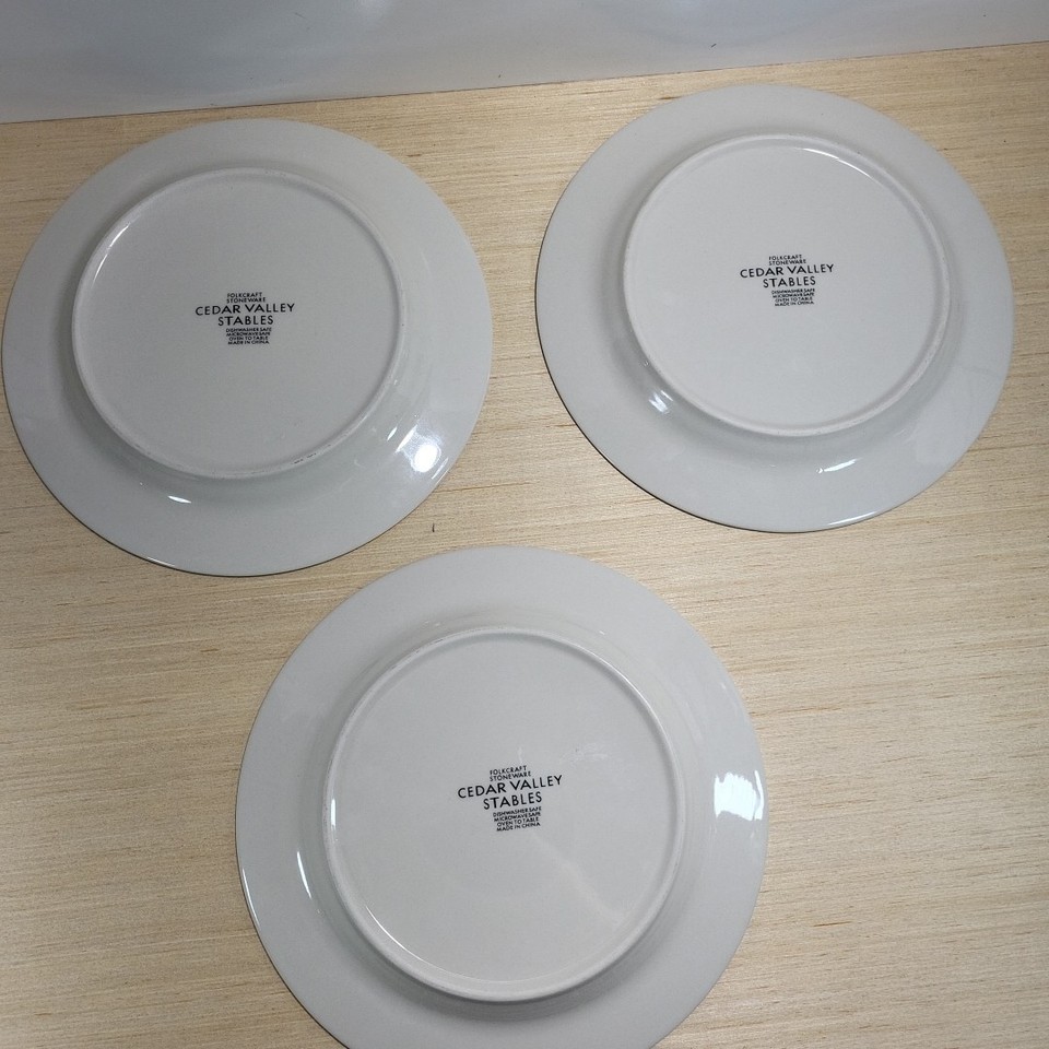 Vtg Cedar Valley Stables Horse Stoneware Dinner Plates by Folkcraft ...