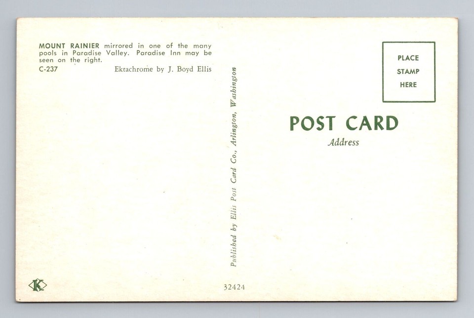 Seattle WA-Washington, Mt. Rainier, Paradise Valley Inn, Vintage ...