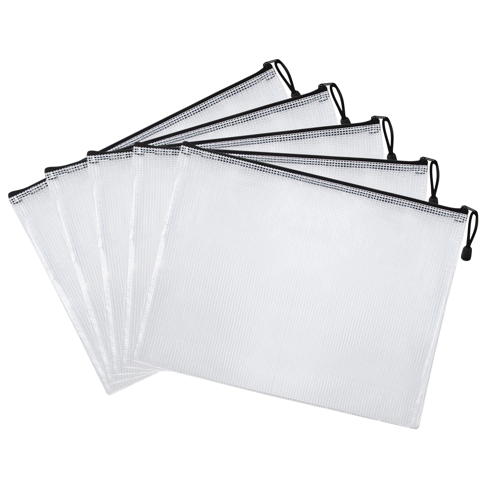5pcs A3 Thick Home Travel Document Folder Mesh Bag With Zipper Receipts ...