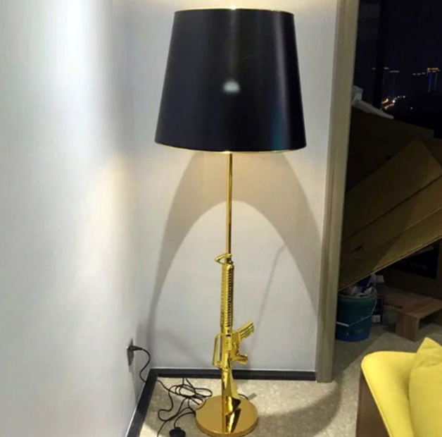 Accent Table Lamp Metal LED Light Modern Home Decor Gun Rifle Floor ...