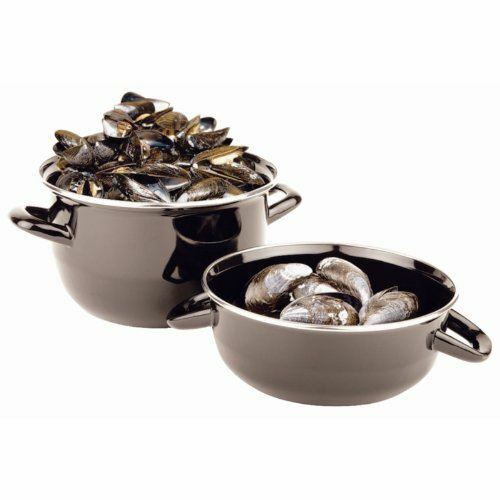 Olympia Mussel Pot with Lid in Black for Portions 1.5kg - Dishwasher ...