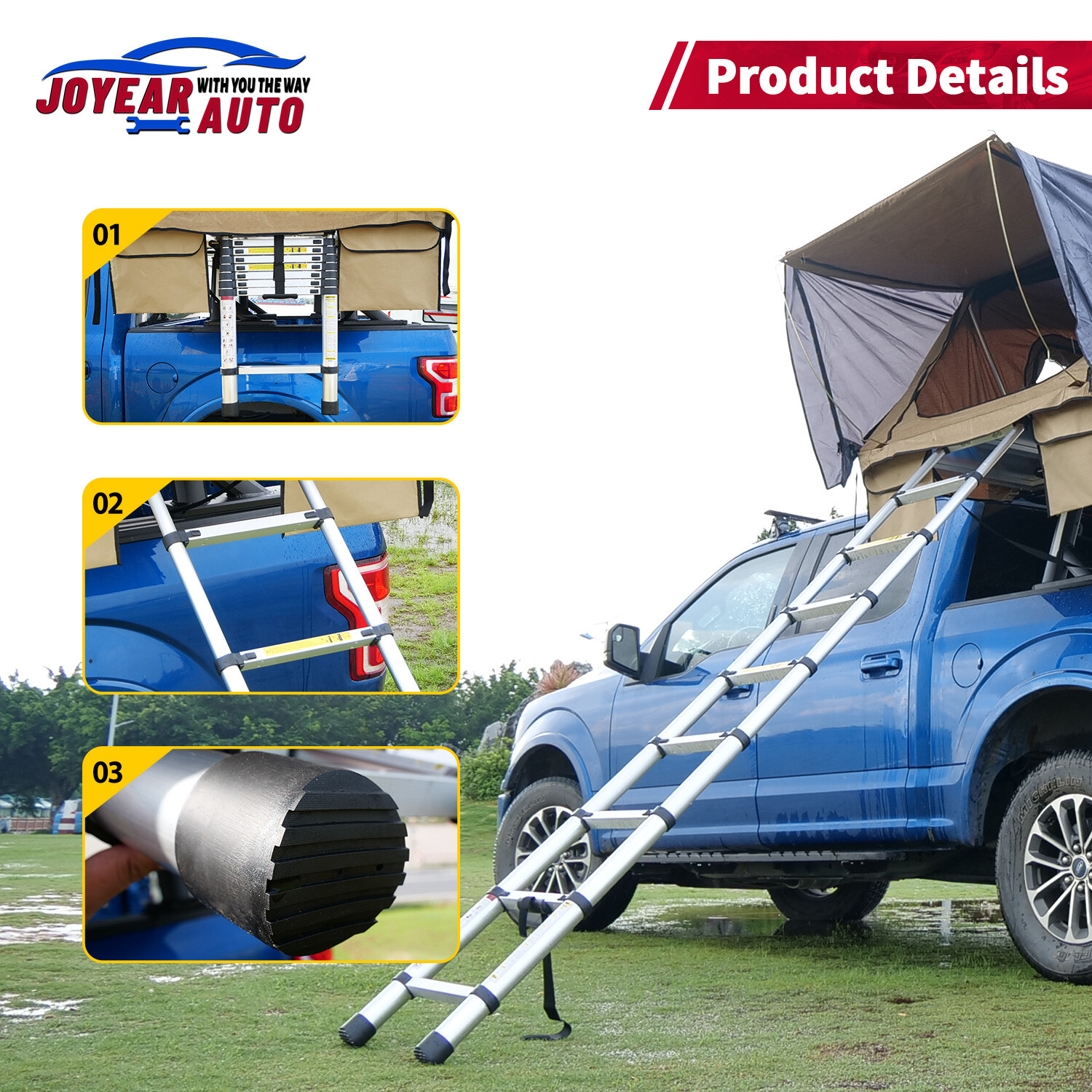 Car Roof Top Tent 3-4 Person Camping Sleep Tent w/ Ladder Sleeping Pad ...
