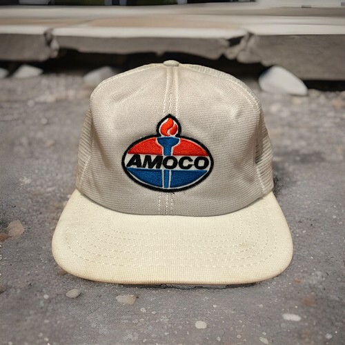 Vintage Amoco Oil Gas Logo White Adjustable Snapback Trucker Hat cap ...