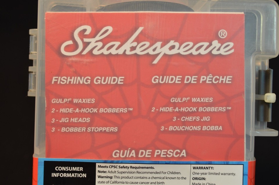 SHAKESPEARE SPIDERMAN HIDE A HOOK BOBBER & GULP BAIT,FISH HOOKS, SET ...