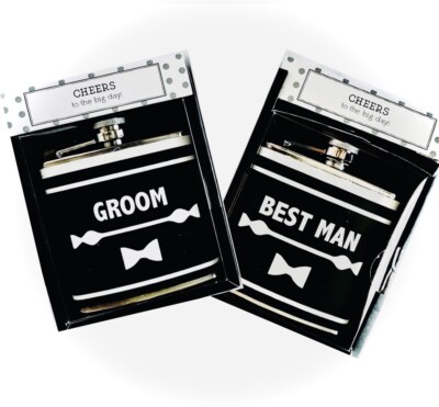 Flask Set Groom Best Man Wedding 2 Stainless Black White Steel | eBay