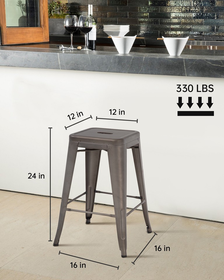 New Metal Chair Height Bar Stools 24 Inches Indoor/Outdoor Stool Patio ...