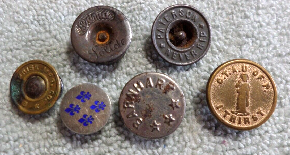 Lot of 6 Vintage Stud Overall Work Buttons 1/2" TO 3/4" Inch | eBay