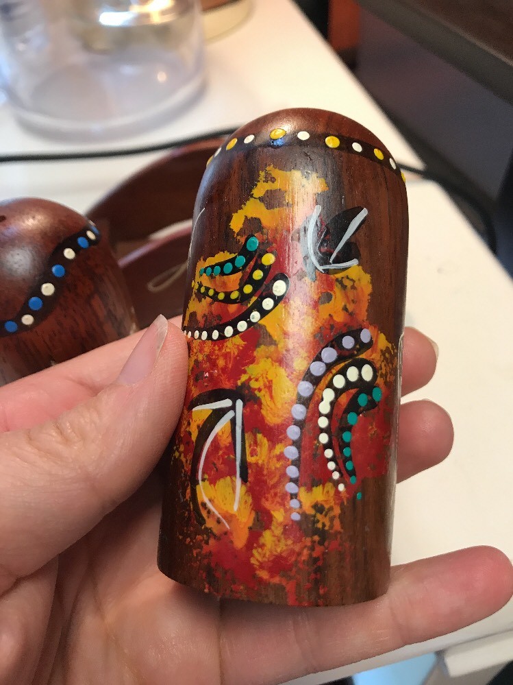 VTG Australia Aboriginal Art Handmade Painted Wooden Salt Pepper ...