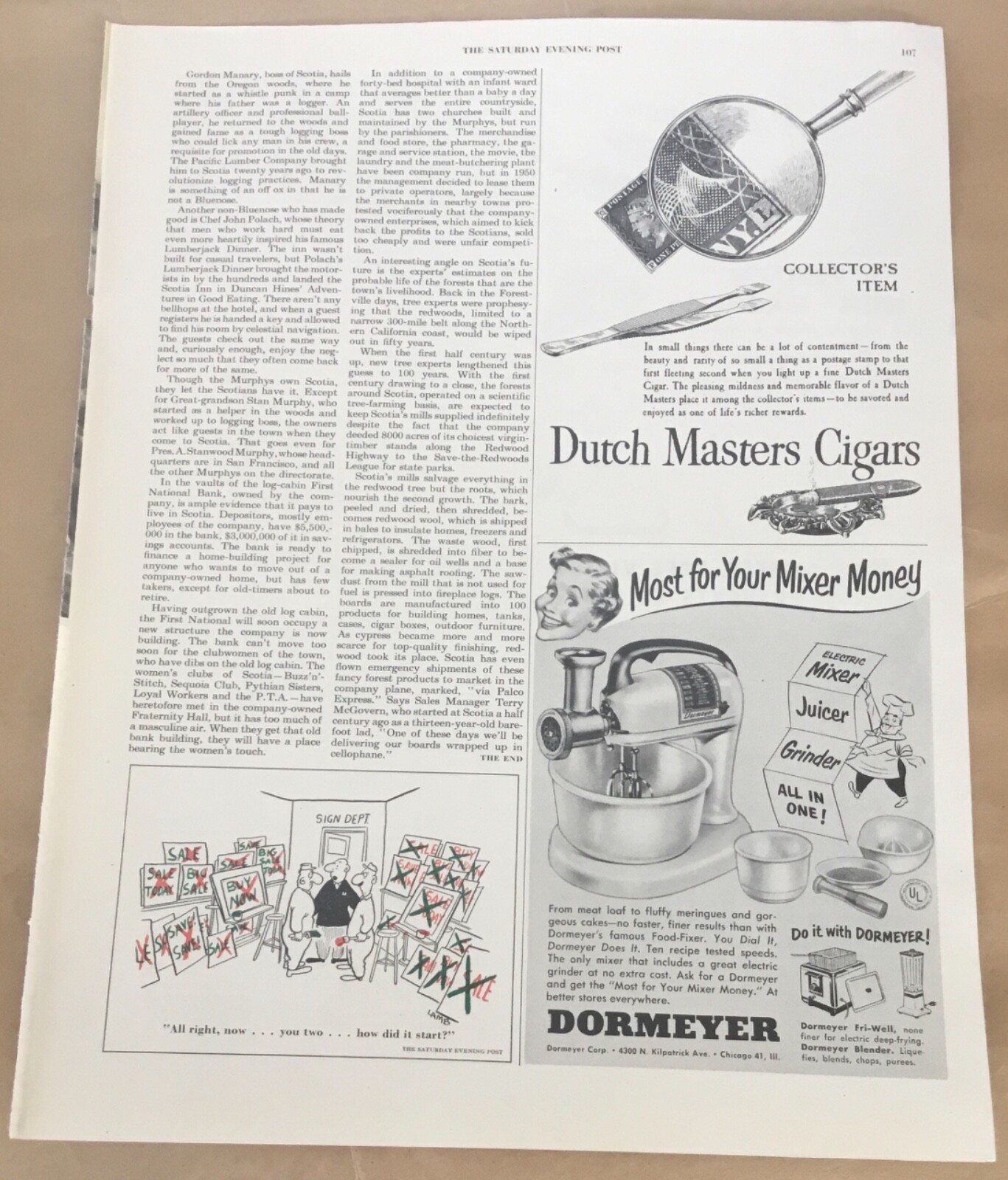 Dutch Master cigars + Dormeyer mixer print ads 1951 50s vintage retro ...