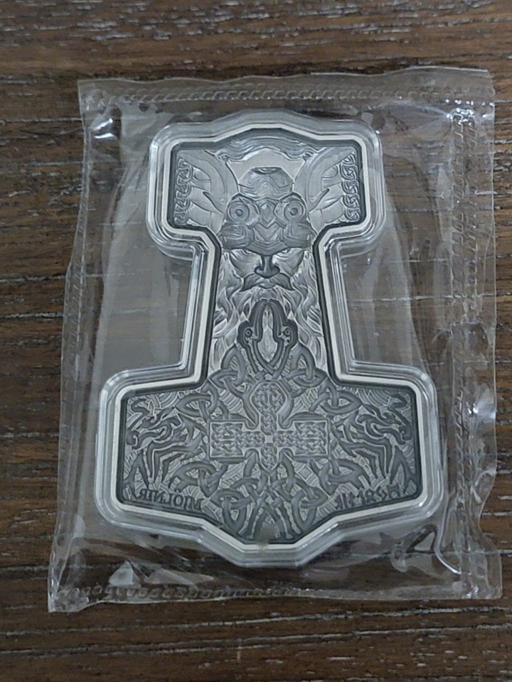 Komsco 2024 Thor's Mjolnir Hammer 2 oz .999 Silver Antiqued Stacker | eBay