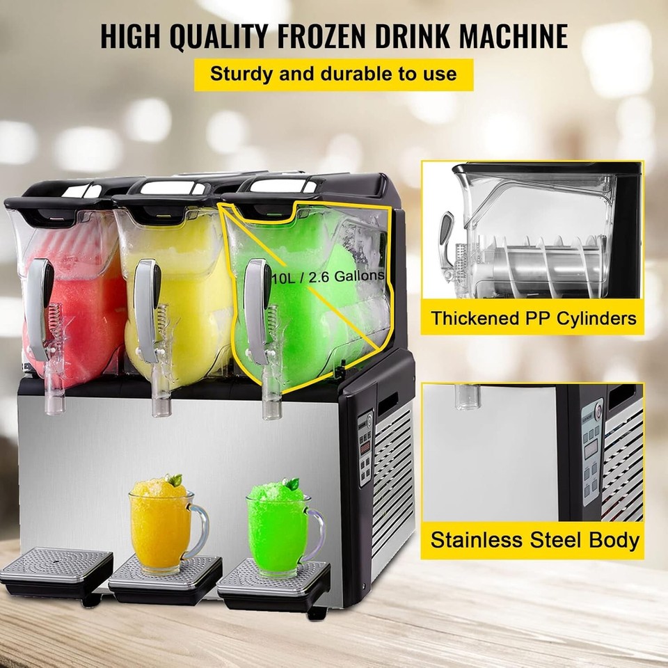 Slush Frozen Drink Machine, 10LX3 Tanks Commercial Slushy Machine ...