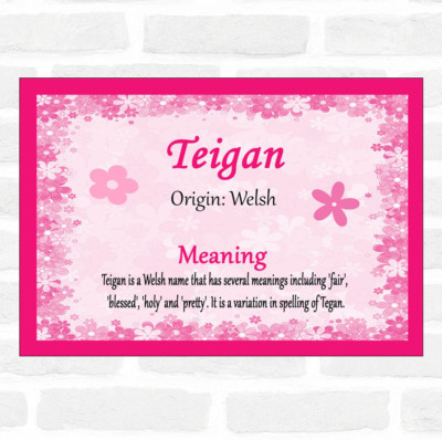 Teigan Name Meaning Pink Certificate | eBay UK