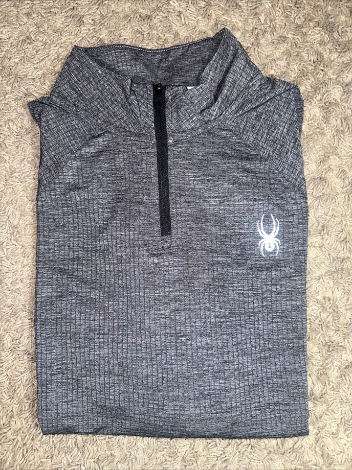 New Men's Spyder Active Performance 1/4 Zip Gray Pullover Large 4 Way ...