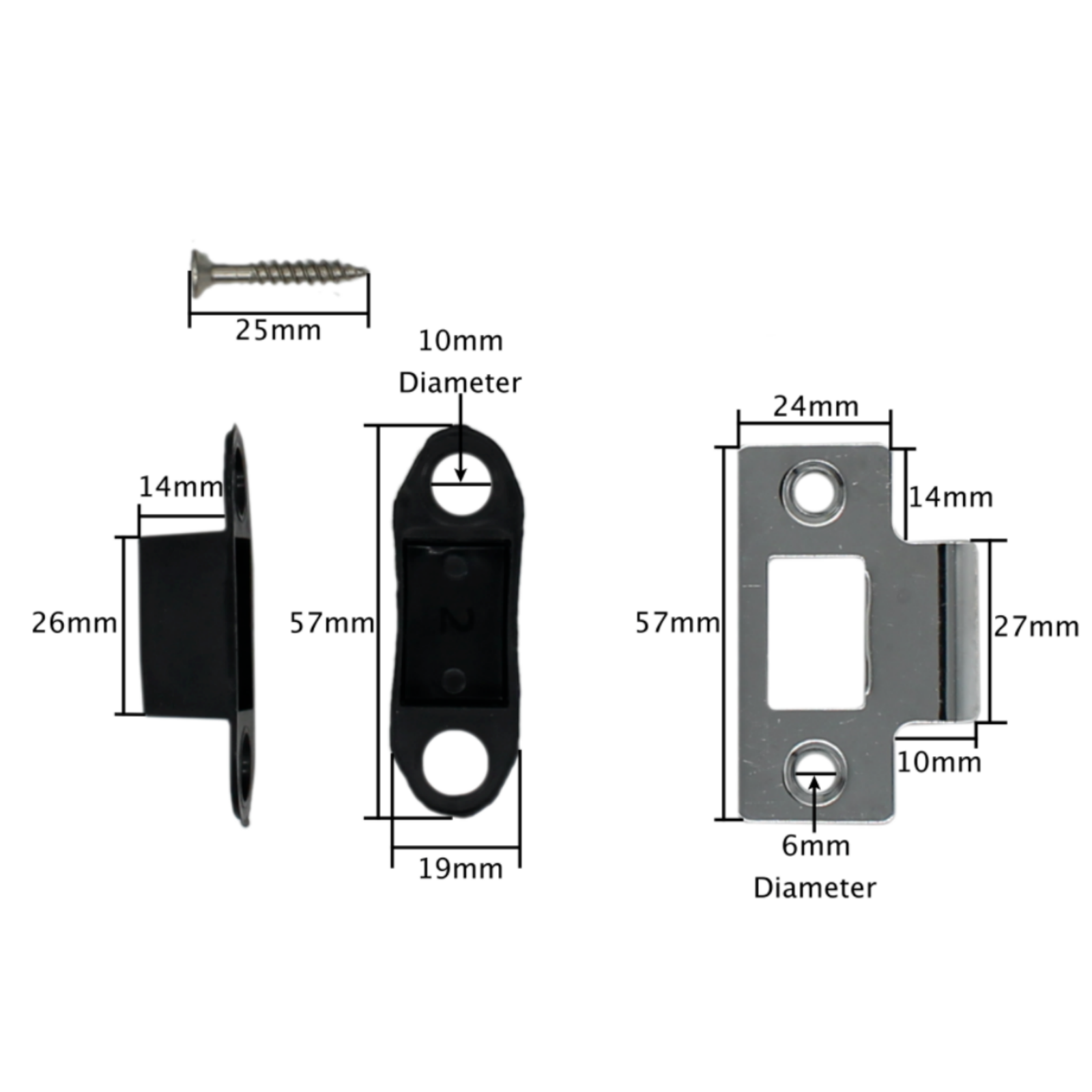 Strike Plate Keep Latch Door Frame + Dust Box +Screws Brass Nickel ...
