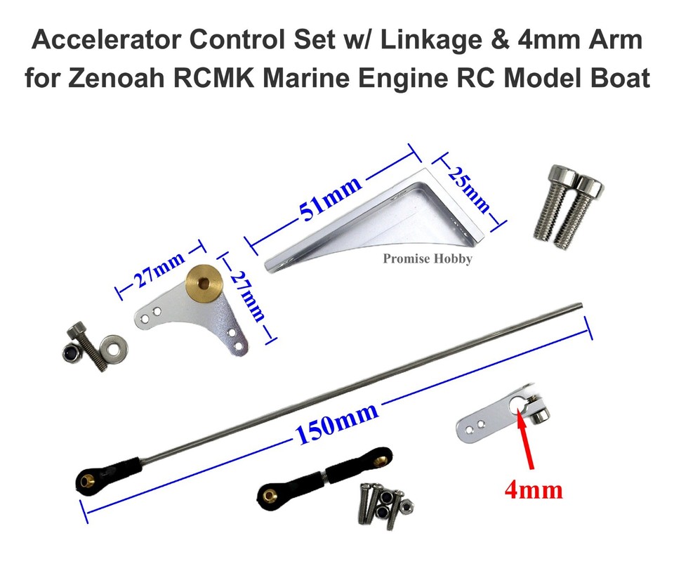Accelerator Control Set w/ Linkage & Arm for Zenoah RCMK Marine Engine ...