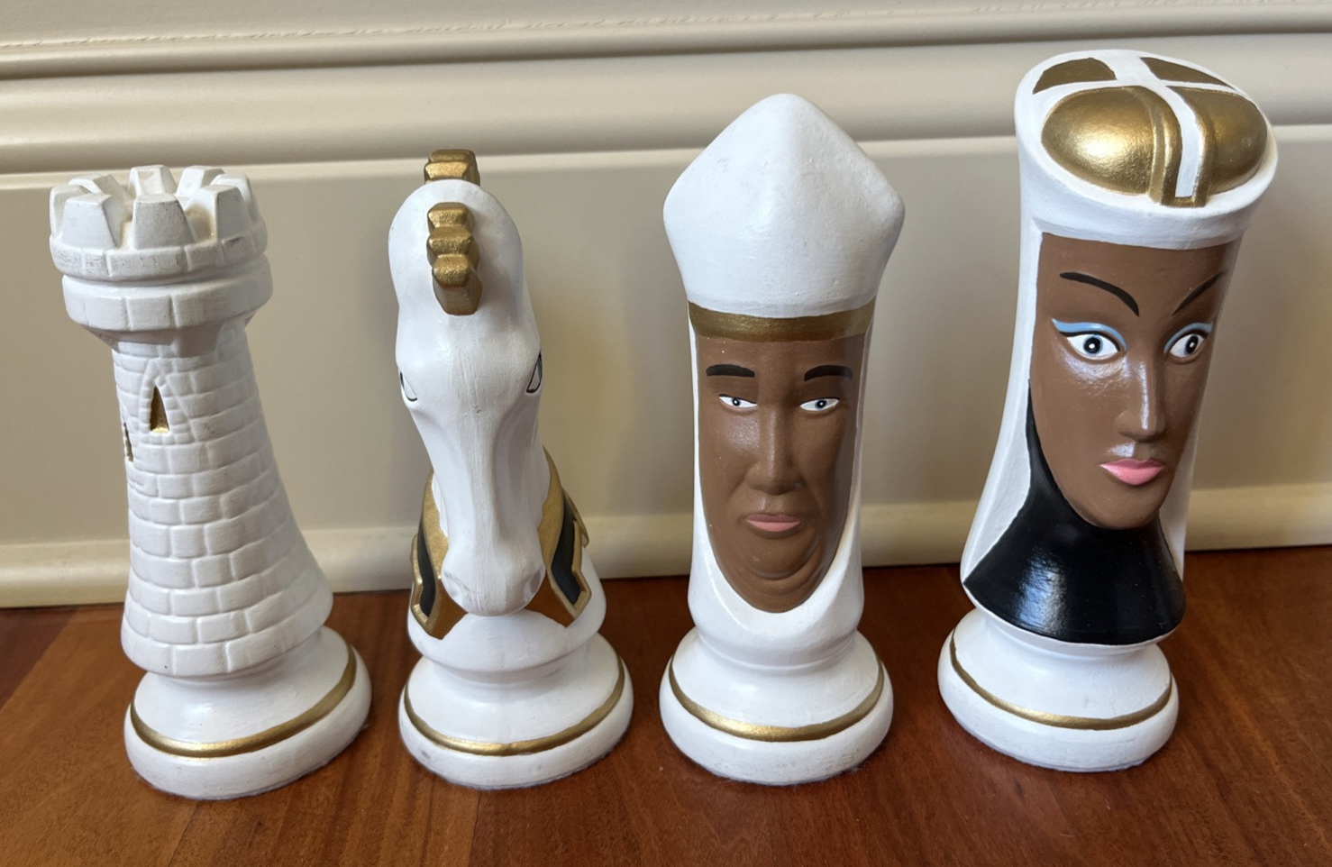 Duncan Mold Hand Painted Vintage Ceramic Medieval Chess Set 8" King ...