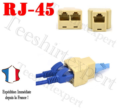 Doubleur RJ45 F vers 2x RJ45 F - CONNECTEUR ADAPTATEUR CAT 5 6 LAN ...