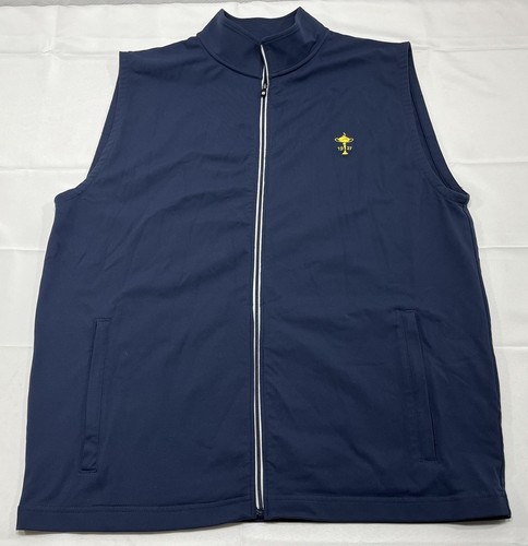 FJ Footjoy Golf Vest Mens Large Blue Sleeveless Full Zip Jacket Pockets ...