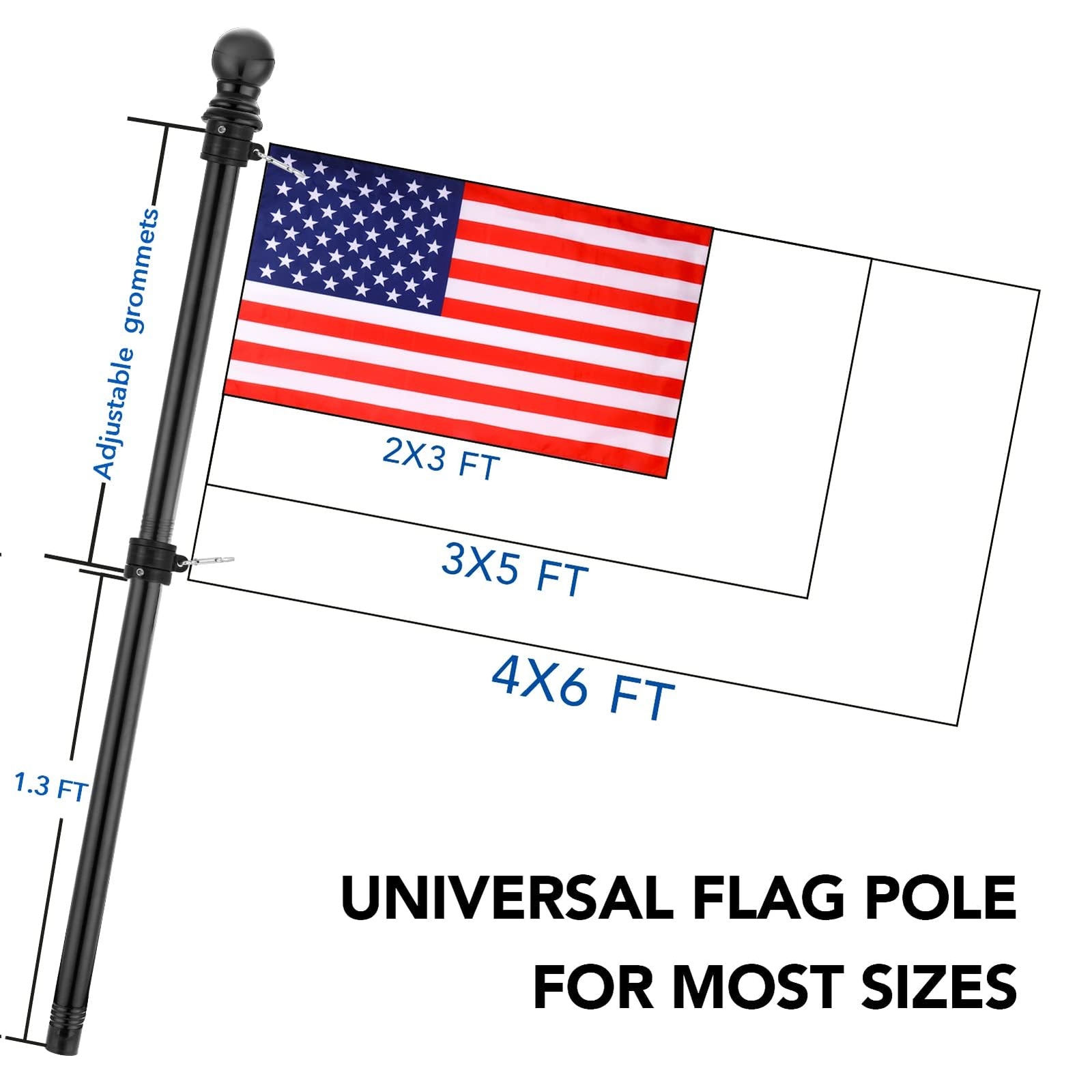 American Flag Pole Kit 2 Packs For Outside House With Bracket ...