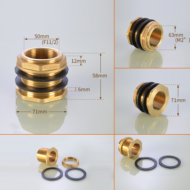 Brass Pipe Fitting Water Tank Connector Bulkhead Male Female Thread 1/2 ...