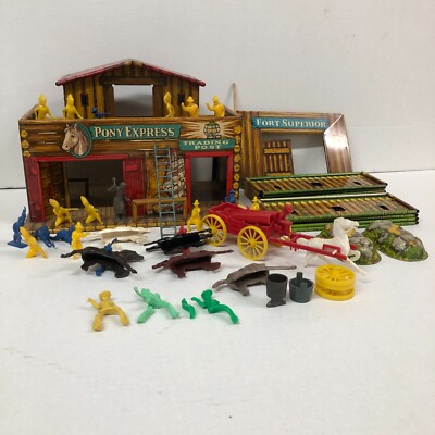 vtg Superior Toy Fort Superior Pony Express Trading Post Set Figures ...