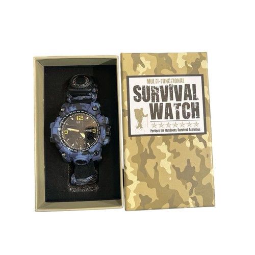 Kavie Mens Tactical 23-in-1 Survival Multi-Function Watch Compass ...