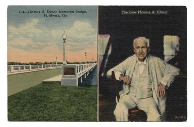 Vintage Postcard Thomas Edison Memorial Bridge Ft. Myers Florida FL | eBay