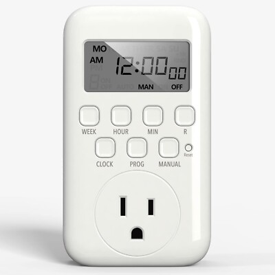 BN-LINK Digital Timer Outlet, 7 Day Heavy Duty Programmable Timer, On ...