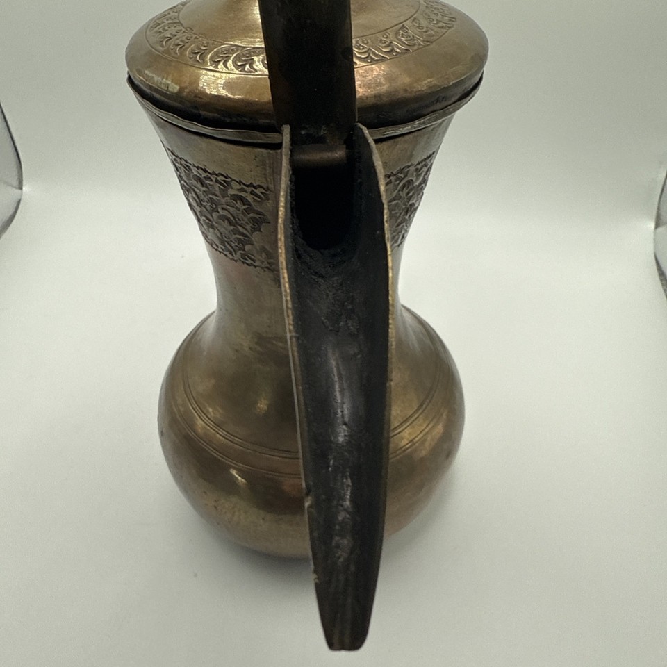 Antique Large Brass Middle East Bedouin Dallah Coffee Pot Arabesque ...