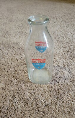 Vintage 1955 All Star Dairy Quart Glass Milk Bottle/ ACL label | eBay