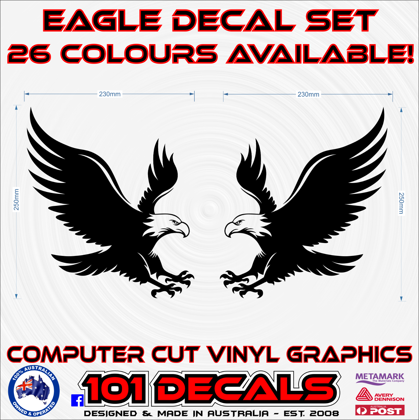 2x25cm EAGLE graphic decal stickers.Car,ute,4wd,caravan,boat tattoo. 26 ...