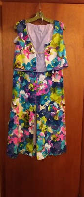 1960's Handmade Set Maxi Skirt And Midriff Vest Bold Colors Flowers ...